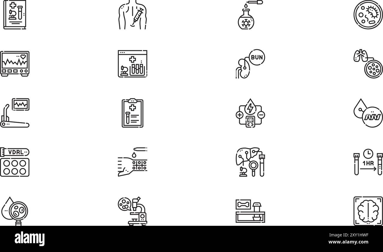 Medical tests icons collection is a vector illustration with editable ...