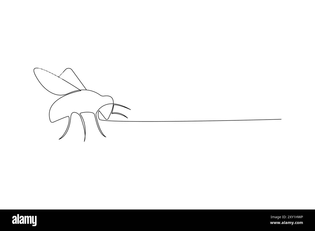 Bee one line art and continuous single line isolated outline vector ...