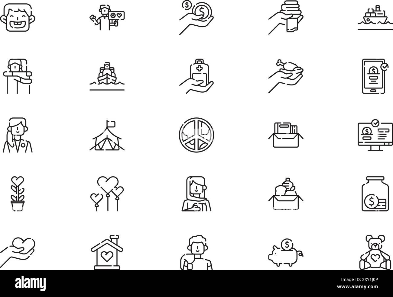 Humanitarian help icons collection is a vector illustration with ...