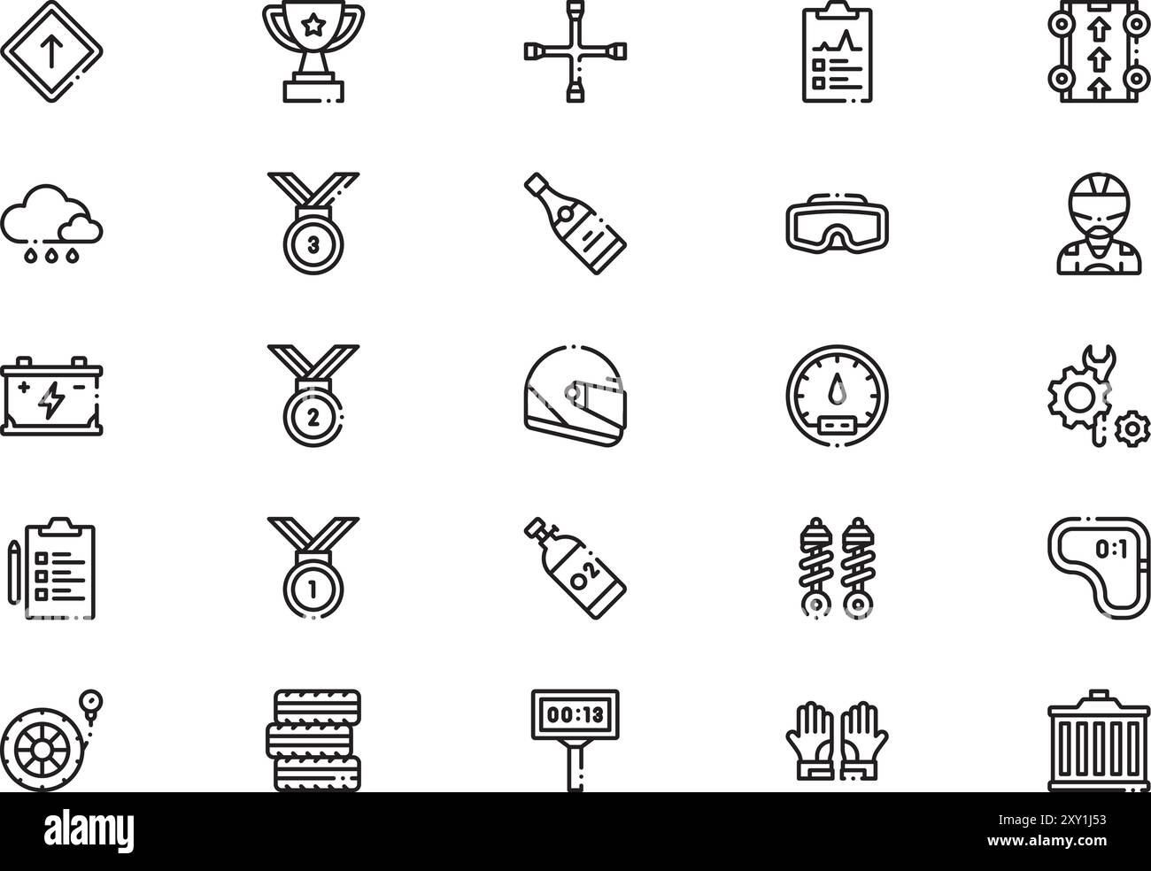 Auto racing icons collection is a vector illustration with editable ...