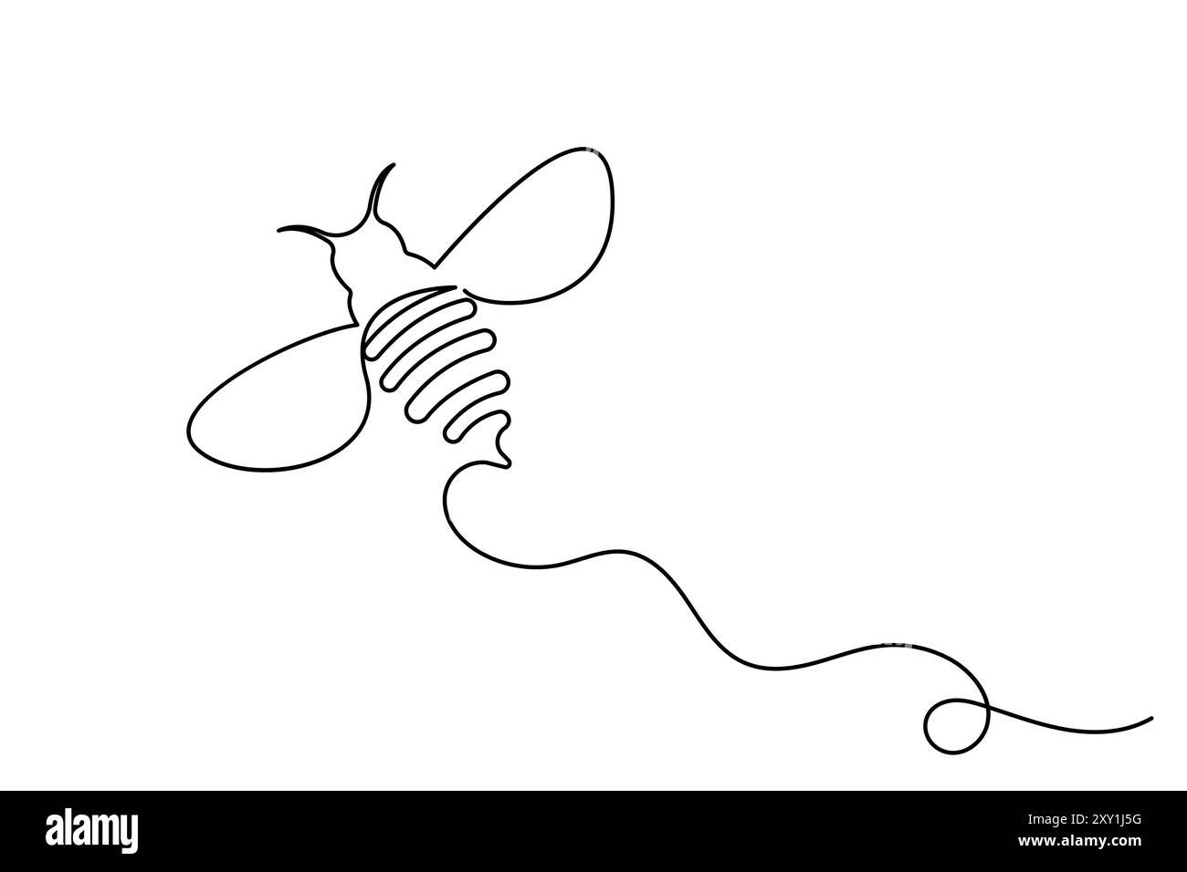 Bee one line art and continuous single line isolated outline vector ...