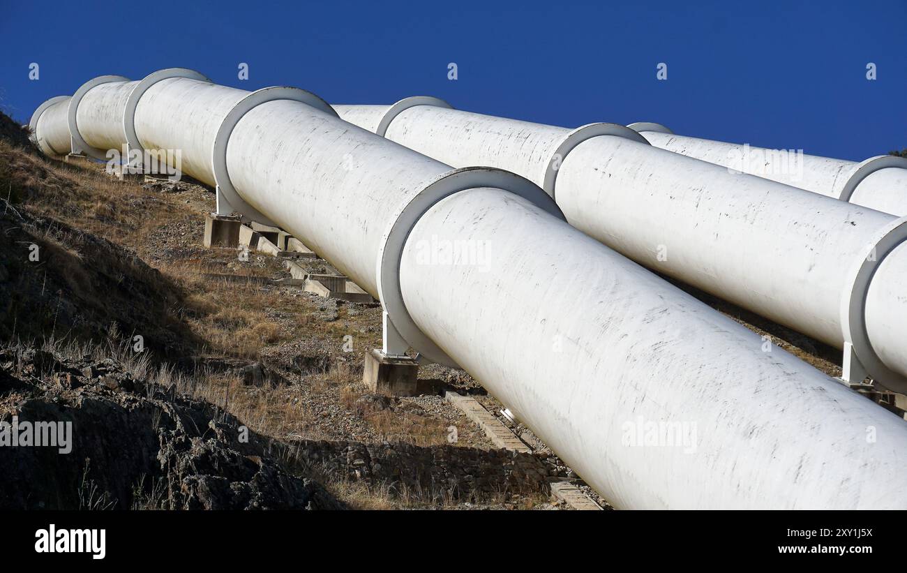 Talbingo, New South Wales, 25th Aug 2024; Massive Header pipes for Pumped Hydroelectric Power ...