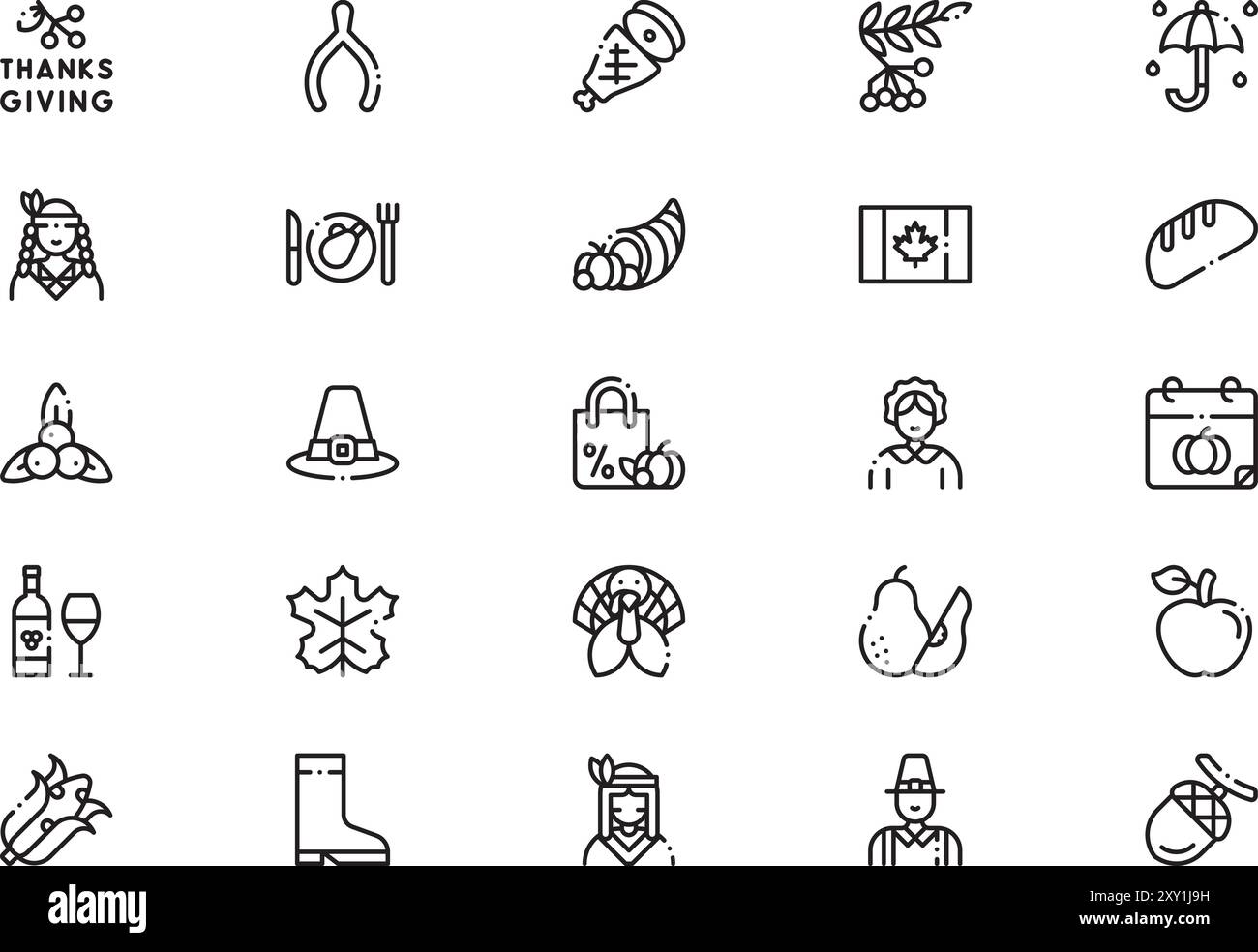 Thanks giving icons collection is a vector illustration with editable ...