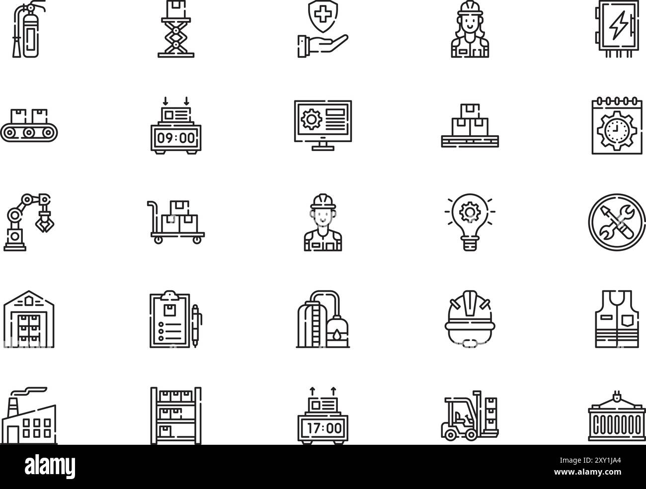 Factory icons collection is a vector illustration with editable stroke ...
