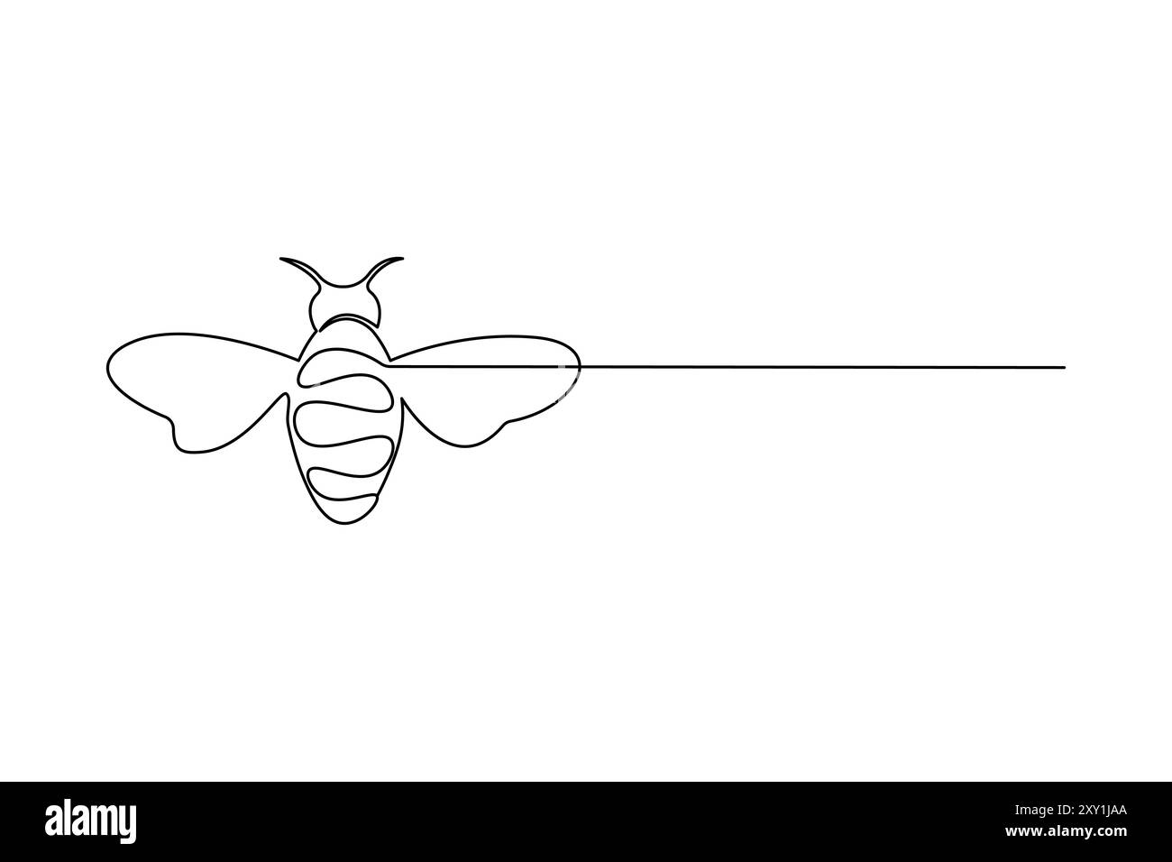 Bee one line art and continuous single line isolated outline vector ...