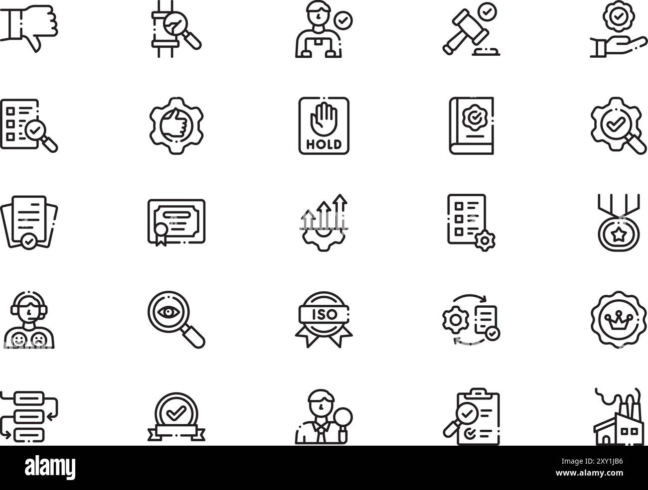 Quality control icons collection is a vector illustration with editable ...