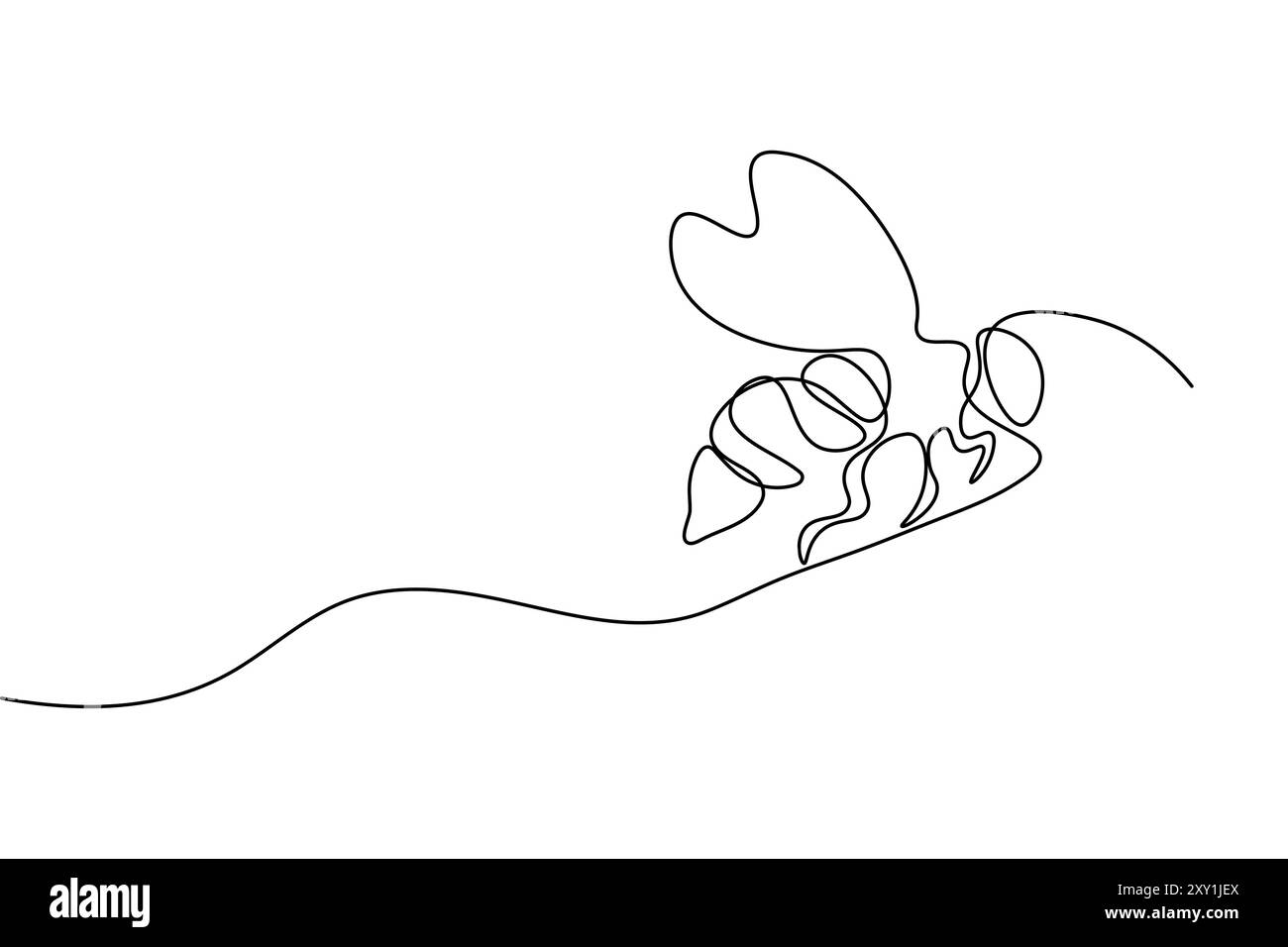 Bee one line art and continuous single line isolated outline vector ...