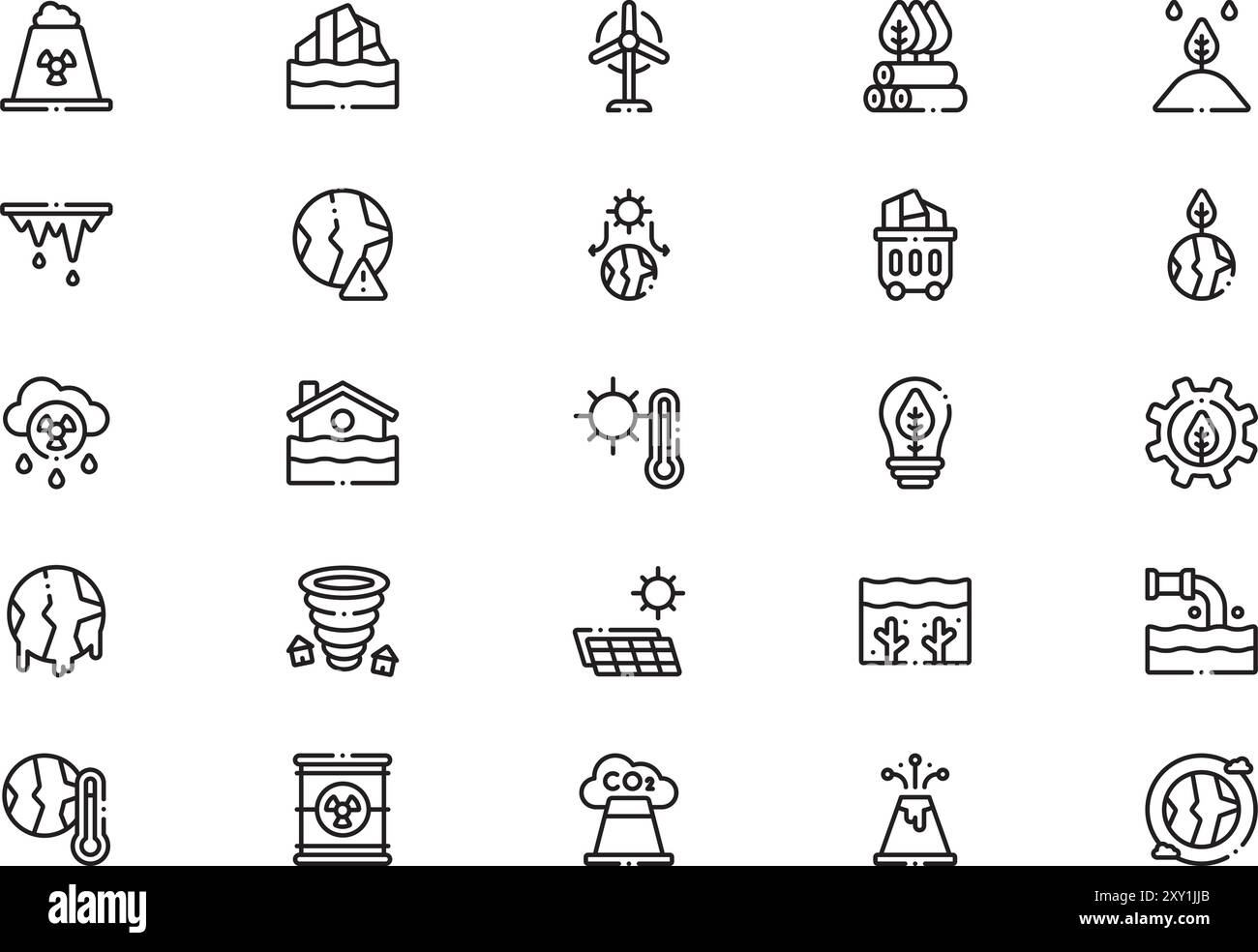 Climate change lineal of icons collection is a vector illustration with ...