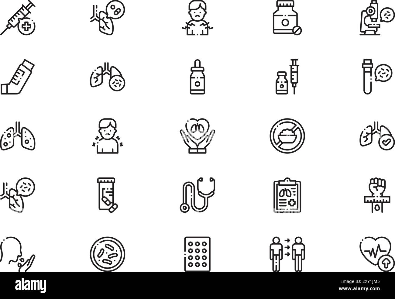 Tuberculosis icons collection is a vector illustration with editable ...