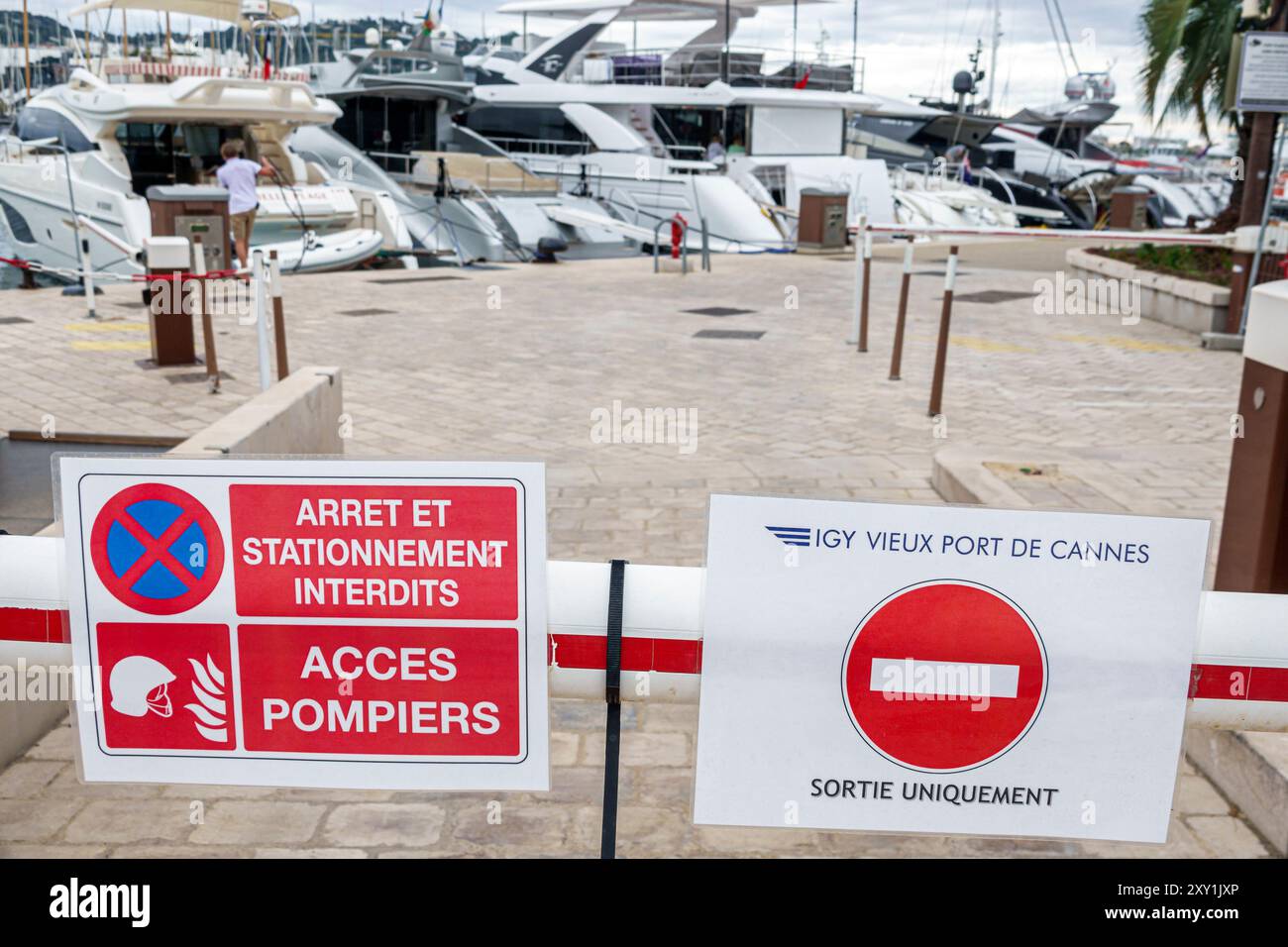 Cannes France,Old Vieux Port,sign information warning,boatyard area ...