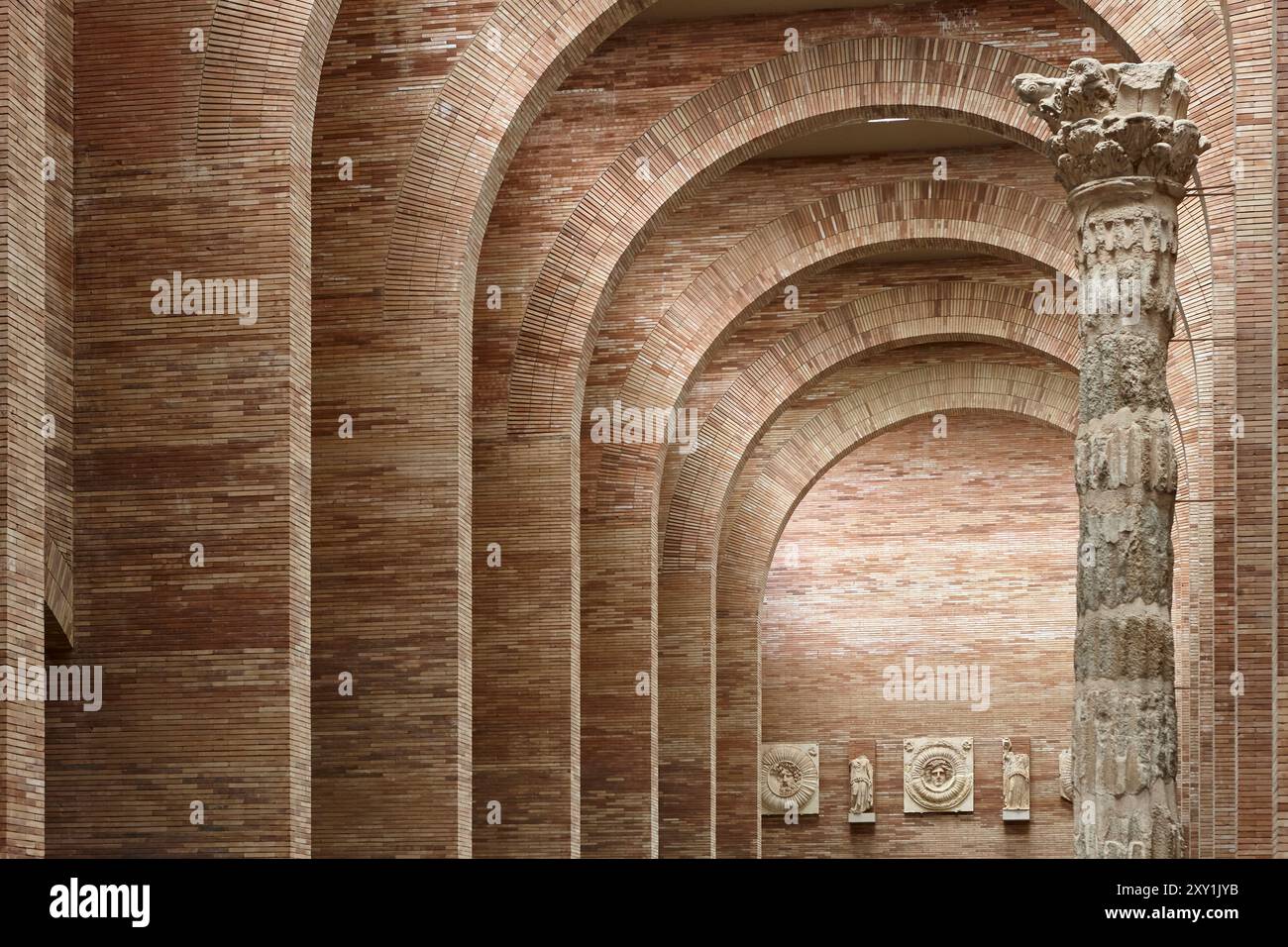 Roman museum interior in Merida. Caceres, Extremadura. Architecture in ...