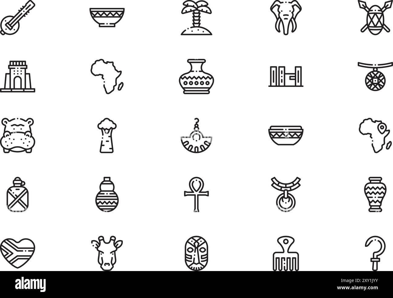 Africa icons collection is a vector illustration with editable stroke ...