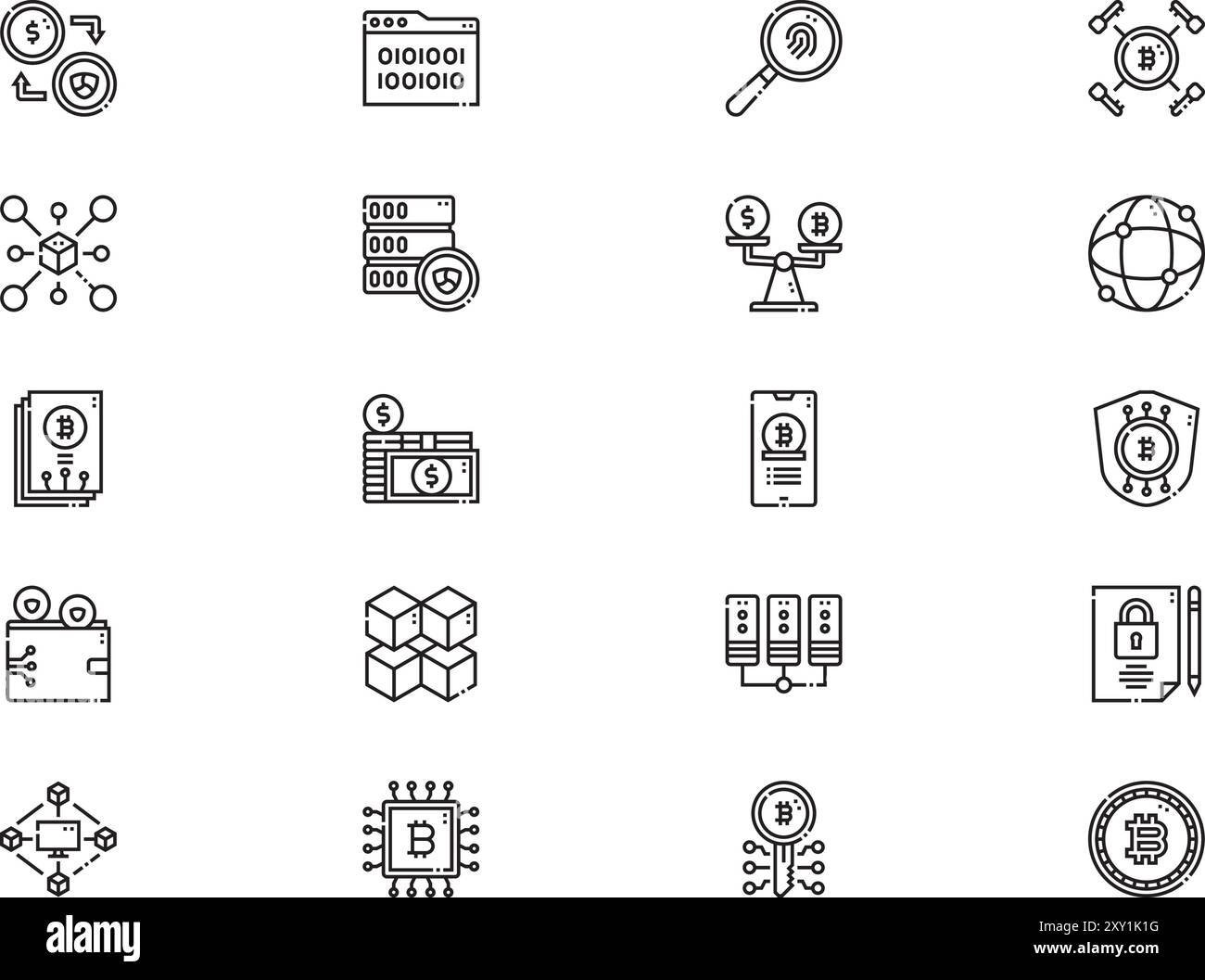 Blockchain icons collection is a vector illustration with editable ...