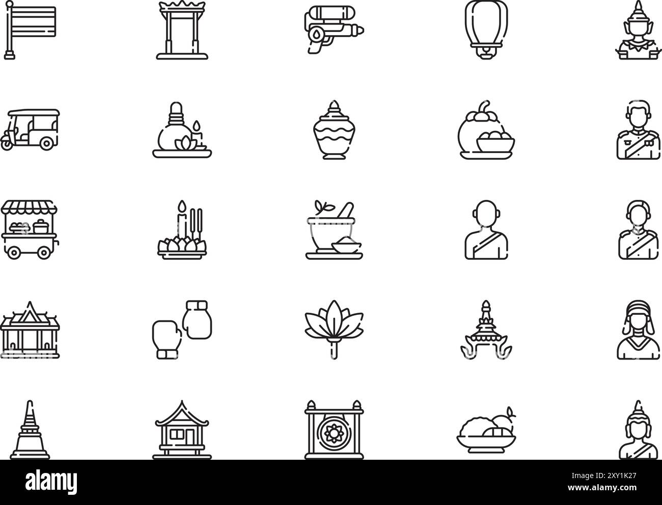 Thailand icons collection is a vector illustration with editable stroke ...