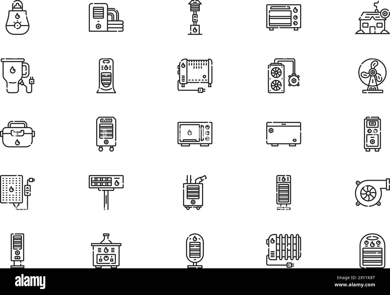 Heating and cooling icons collection is a vector illustration with editable stroke Stock Vector ...