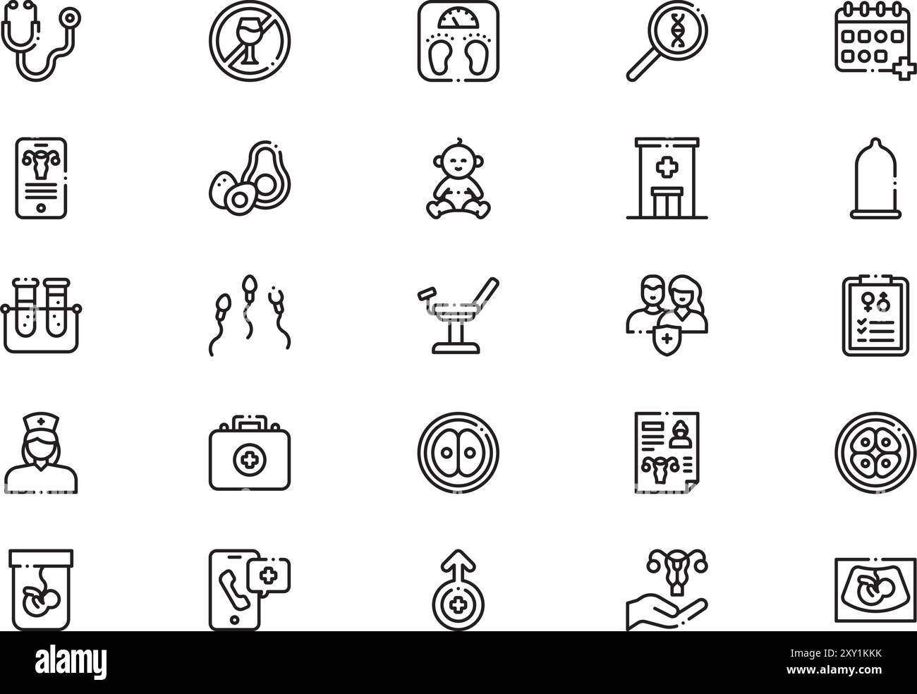 Reproductive health icons collection is a vector illustration with ...