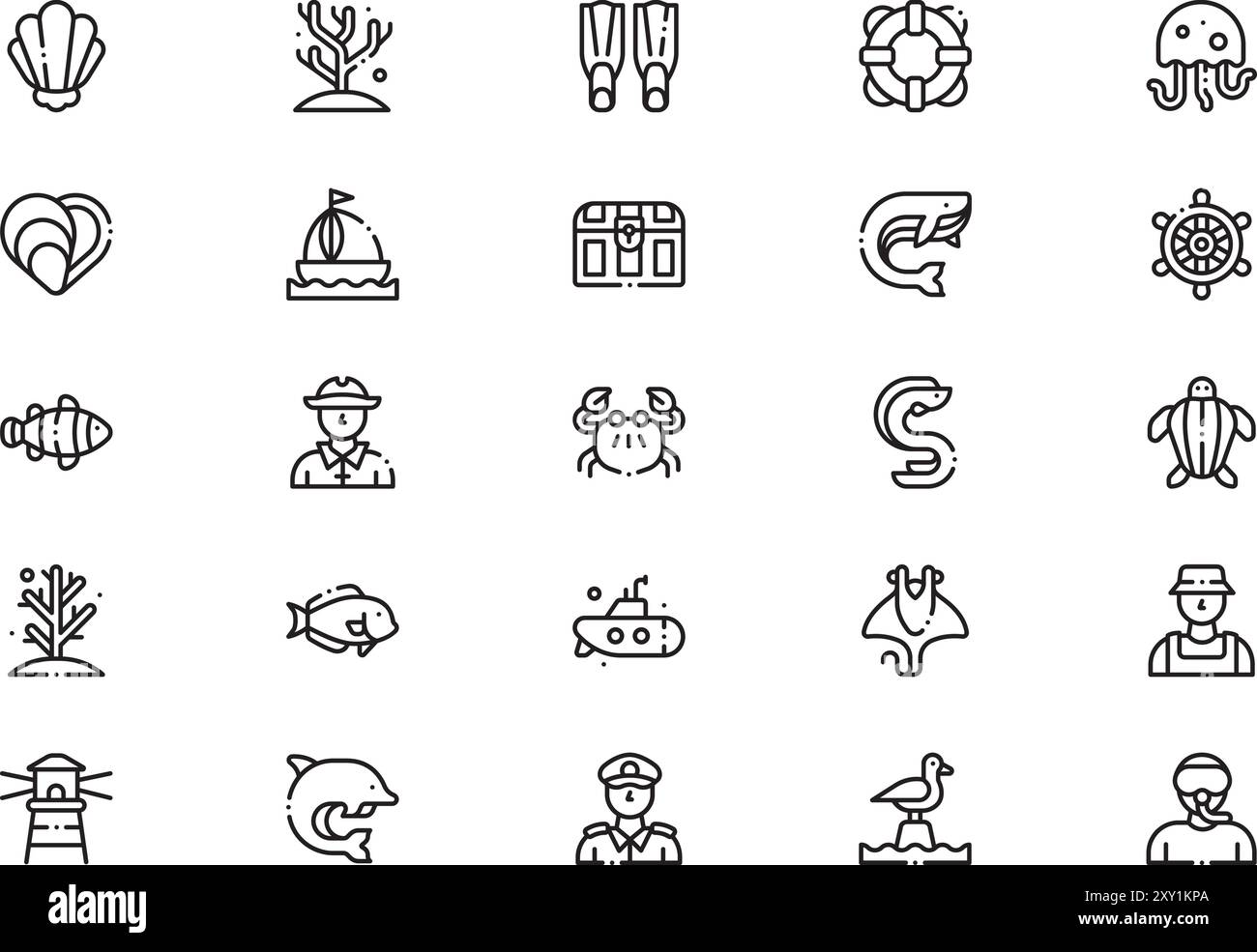 Ocean icons collection is a vector illustration with editable stroke ...