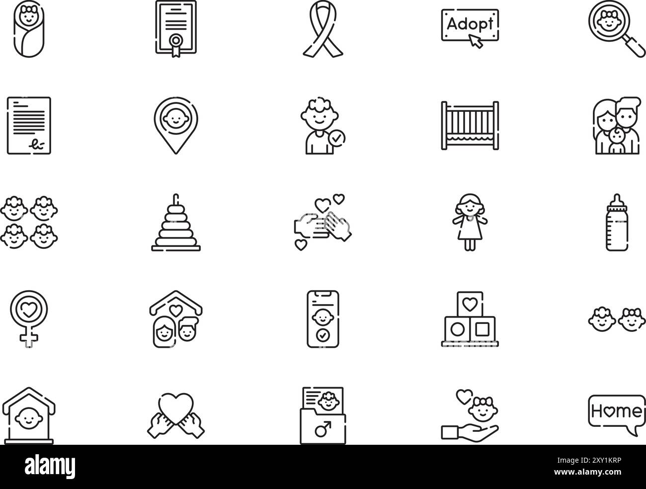 Child adoption icons collection is a vector illustration with editable ...