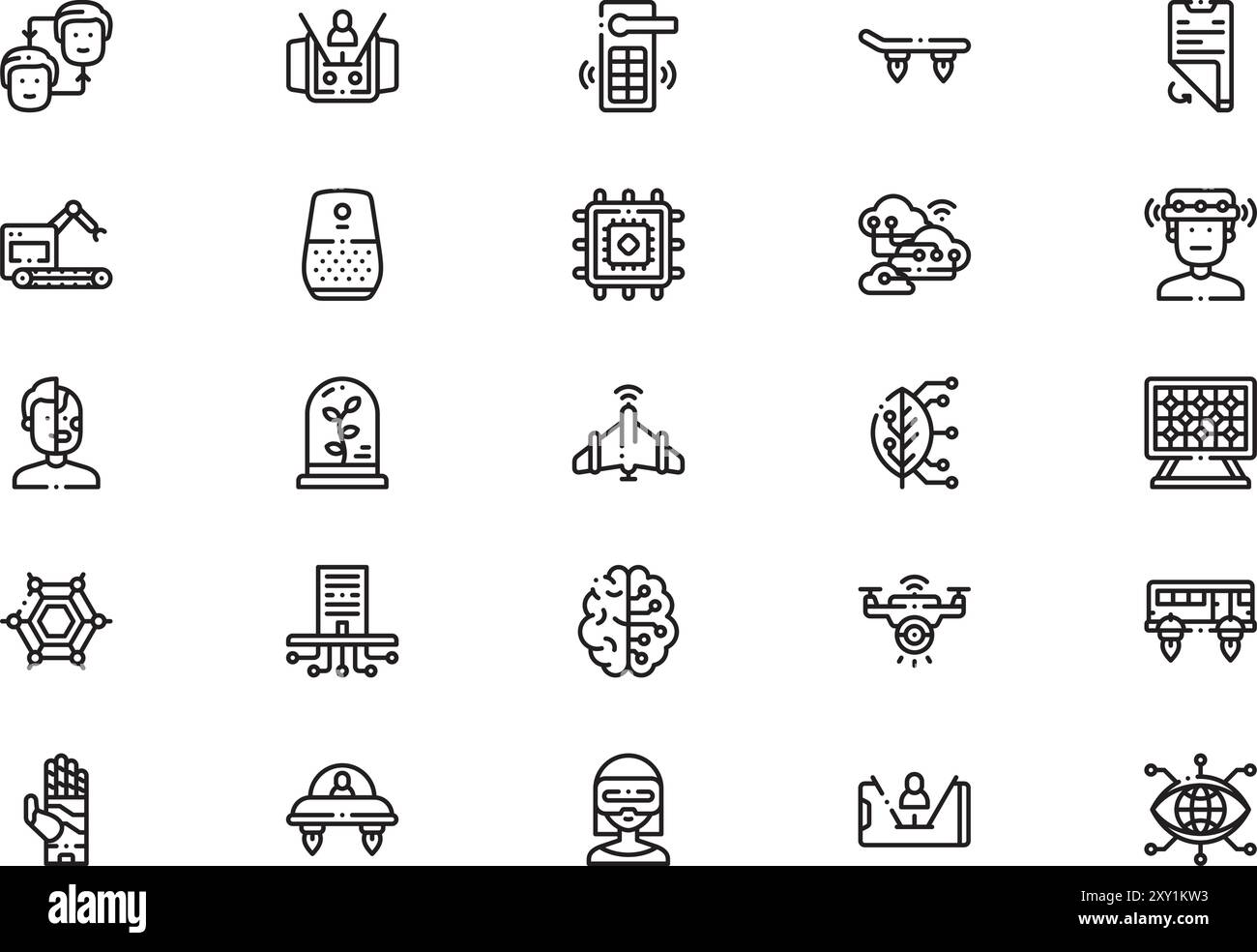 Futuristic technology icons collection is a vector illustration with editable stroke Stock ...