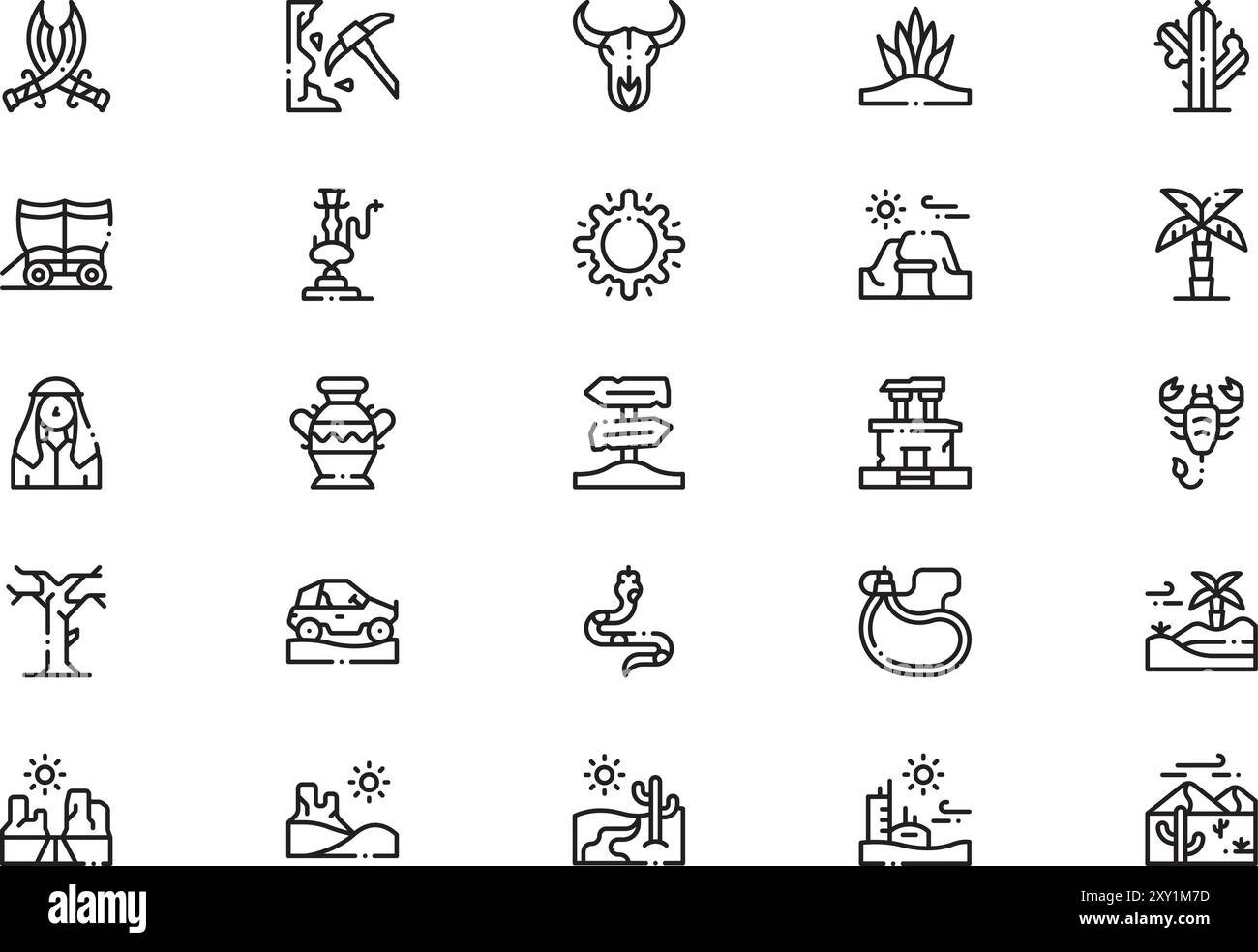 Desert icons collection is a vector illustration with editable stroke ...