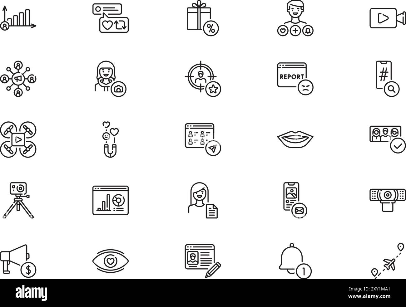 Influencer icons collection is a vector illustration with editable ...