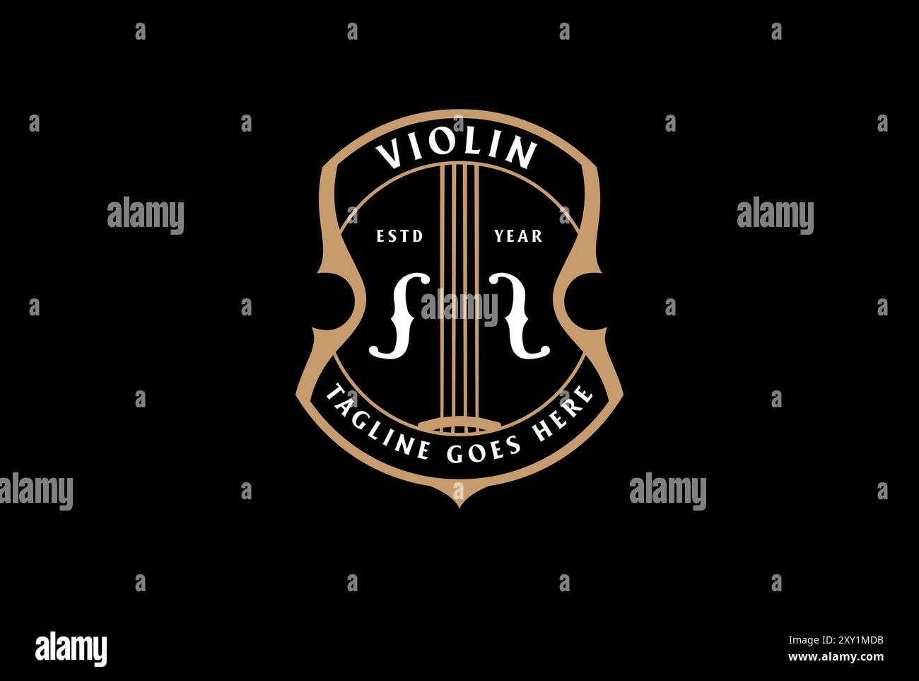 Retro Vintage Violin Badge Emblem Label Logo Design Vector Stock Vector ...