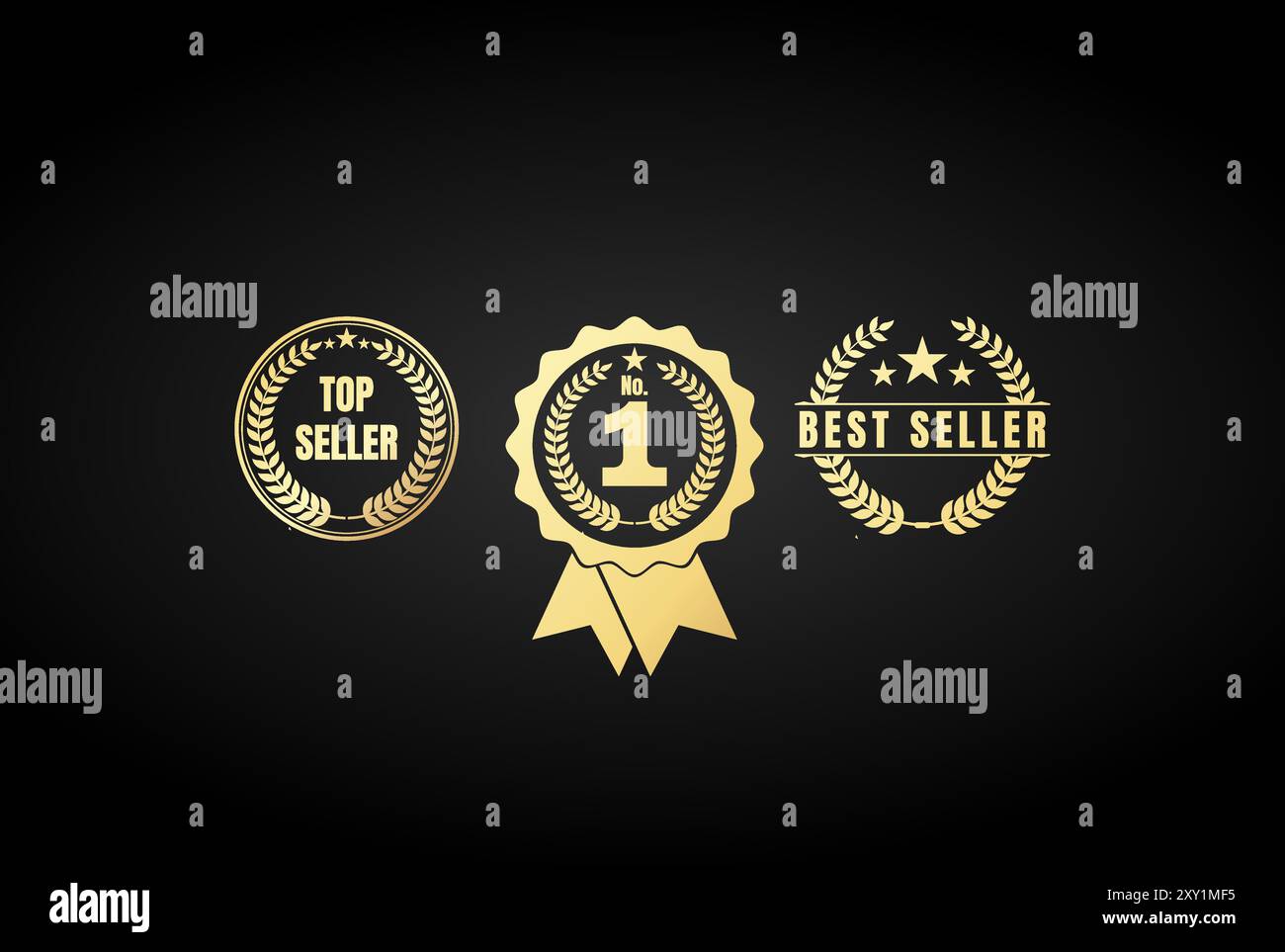 Golden Luxury Laurel Leaf for Top Best Number One Seller Badge Emblem ...