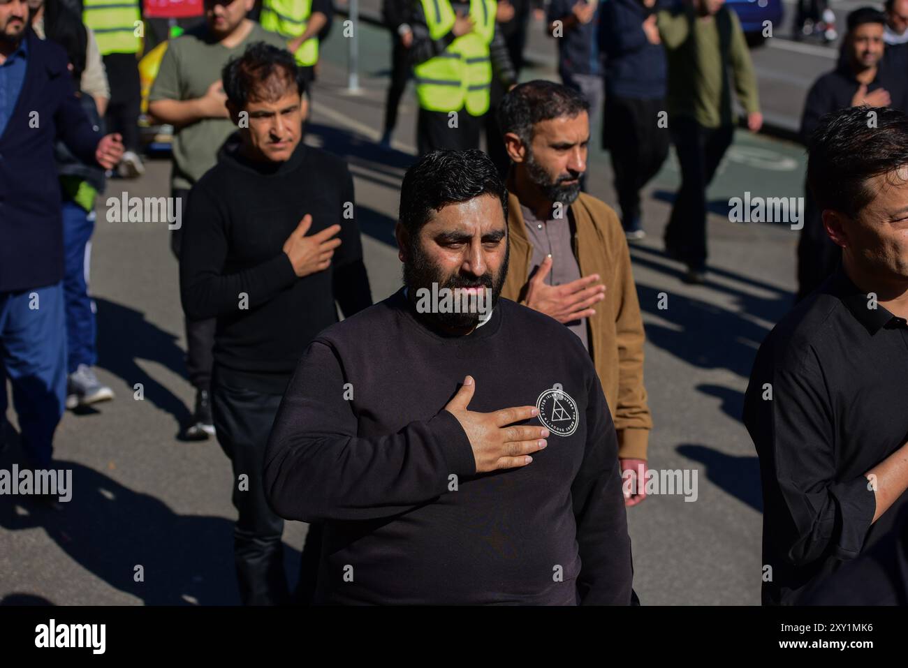 A man is seen beating his chest during Arbaeen procession. The 16th ...