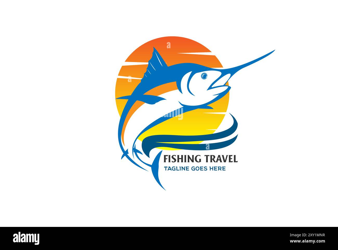 Sunset Sea Ocean with Jumping Tuna Marlin Sword Fish for Fishing Sport ...