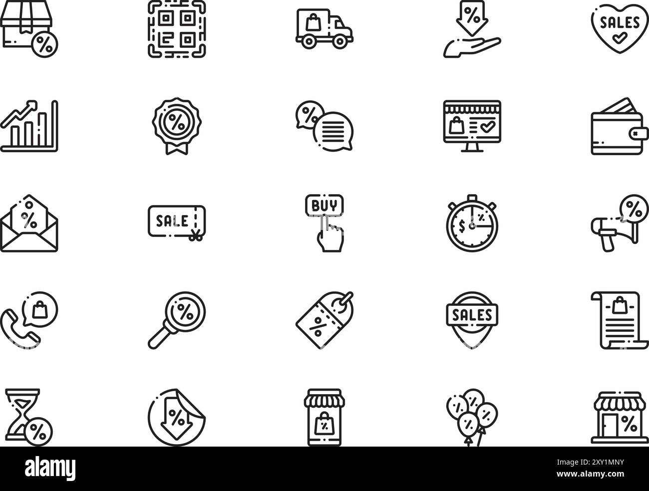 Sales icons collection is a vector illustration with editable stroke ...