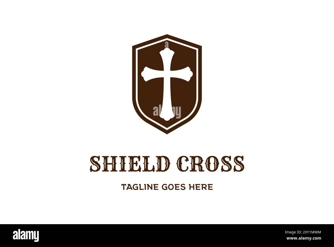 Retro Vintage Shield with Christian Cross Logo Design Vector Stock ...