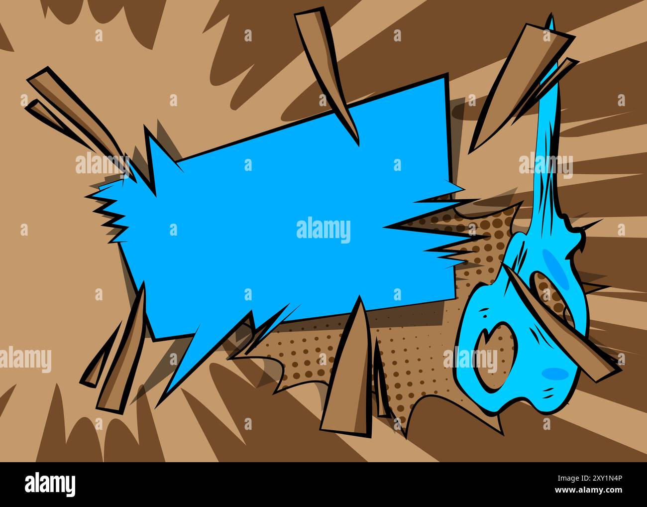 Cartoon blue and brown background, comic book backdrop. Retro vector ...
