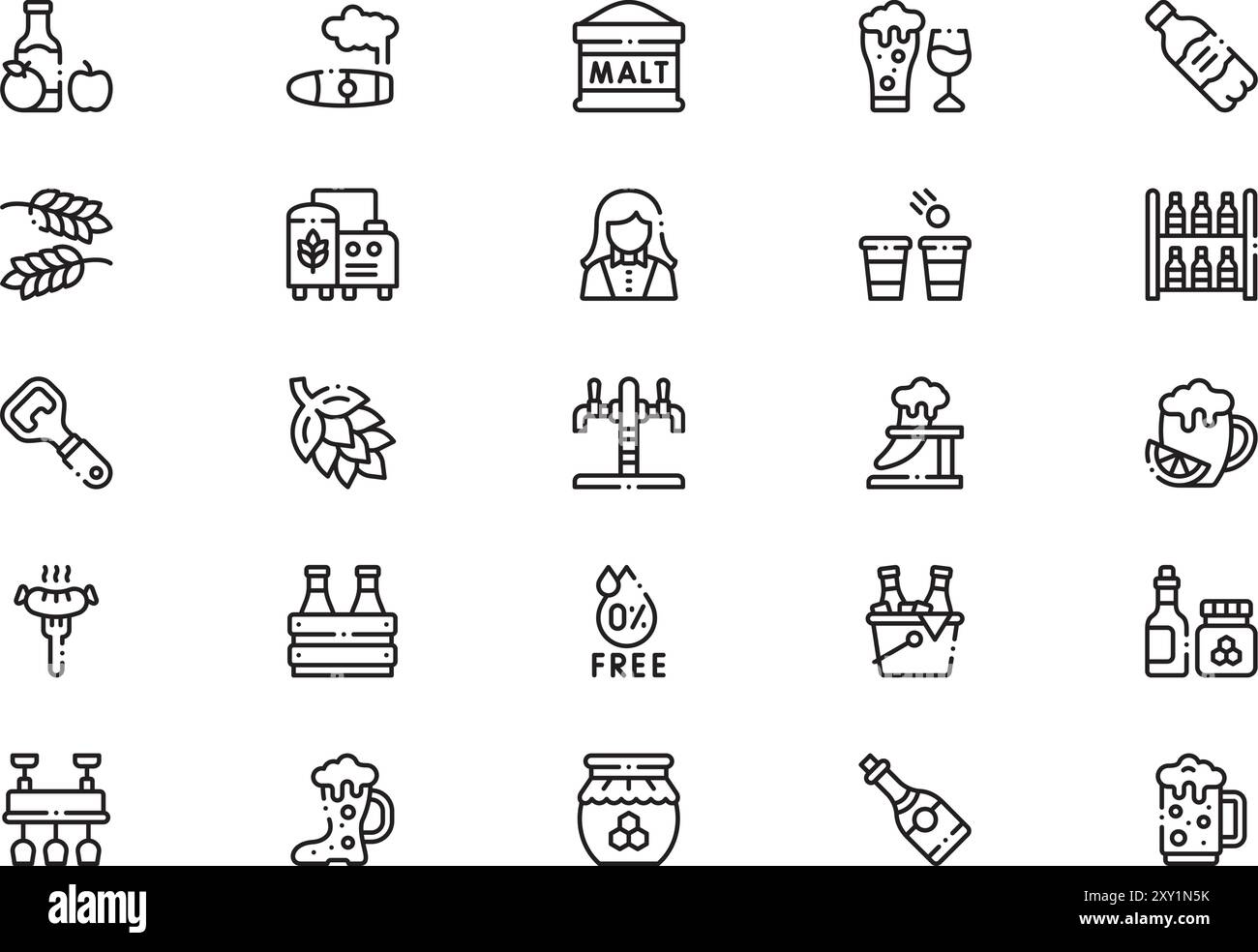Beer icons collection is a vector illustration with editable stroke ...
