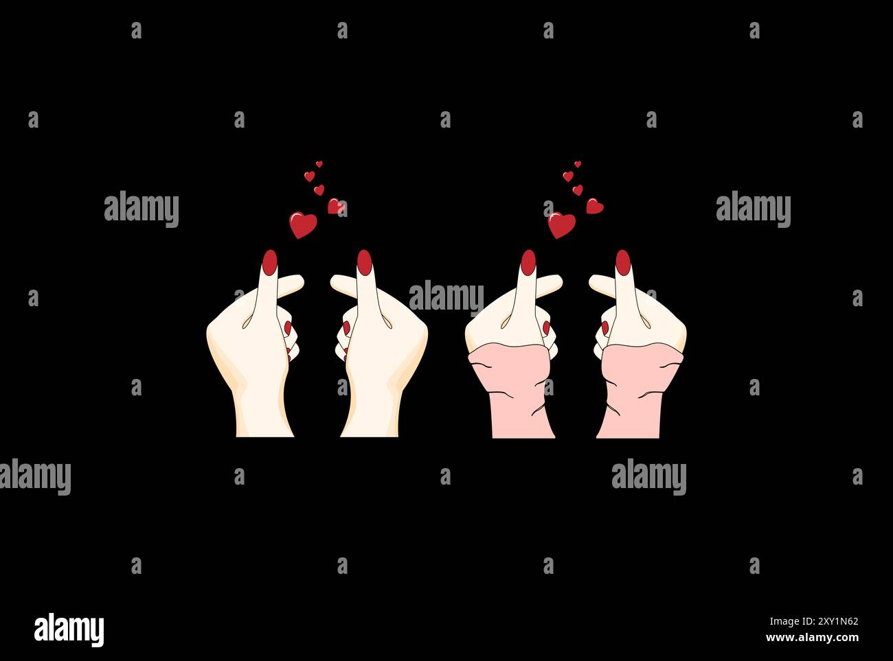 Hand with Fingers in Heart Shape. Saranghae (I Love You). Korean Sign ...