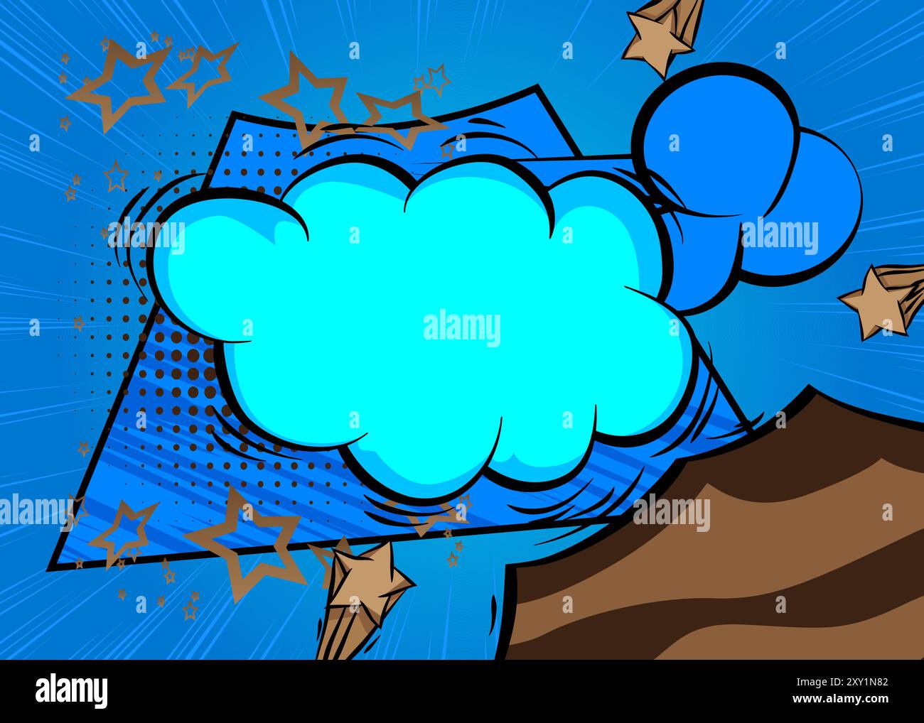 Cartoon blue and brown background, comic book backdrop. Retro vector ...