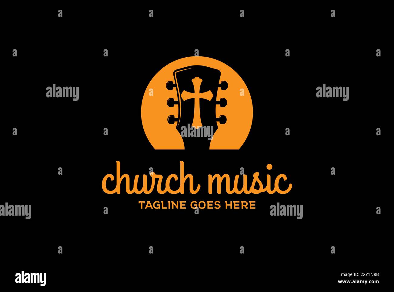 Simple Sunset with Guitar and Christian Cross for Church Song Music ...