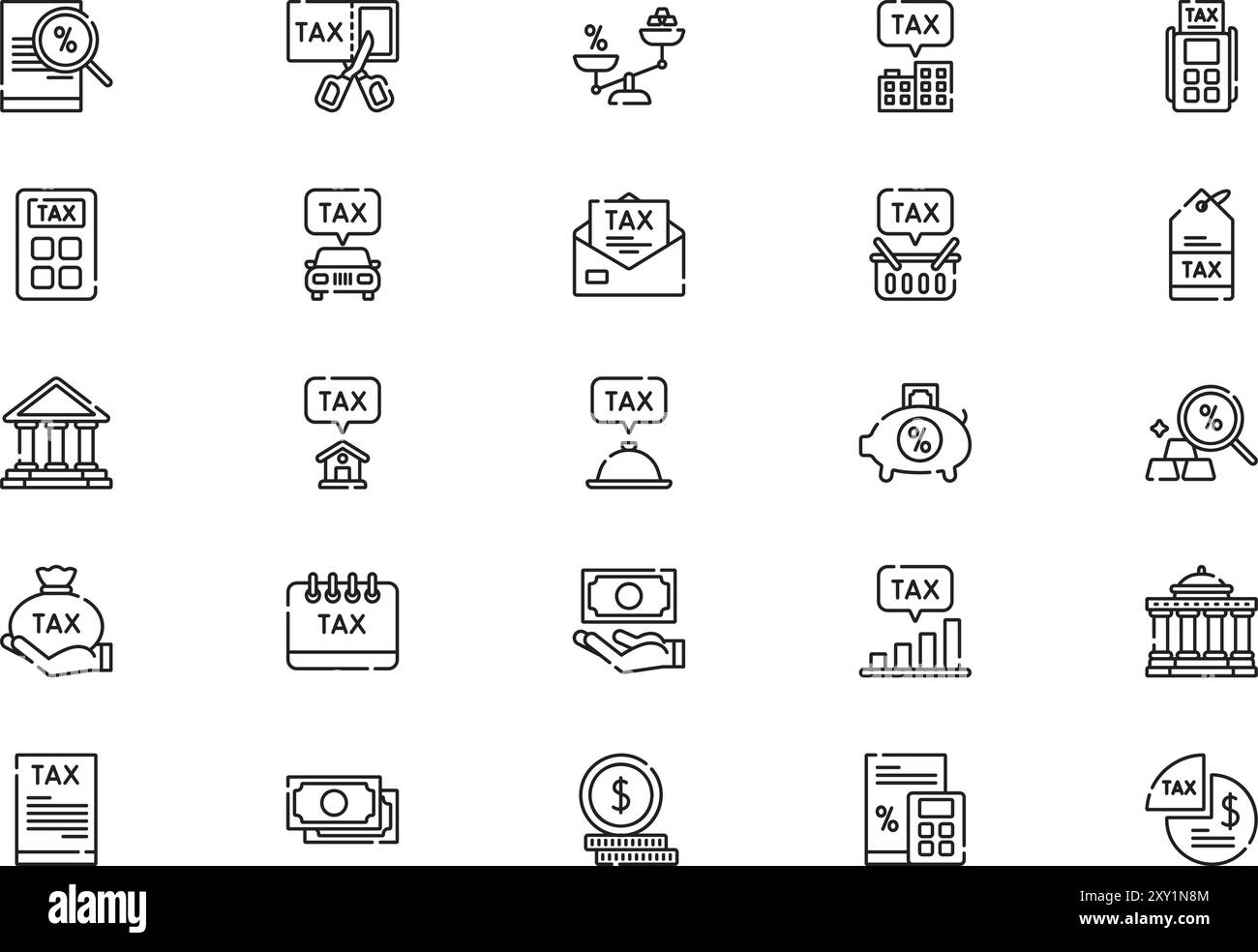Taxes icons collection is a vector illustration with editable stroke ...