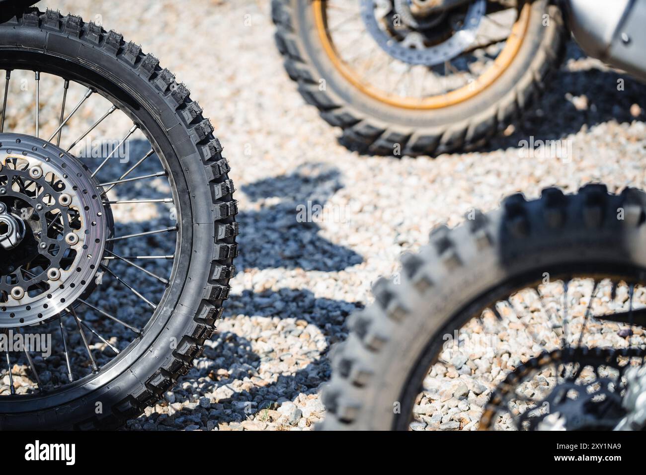 Color image of some motorcycle wheels with off road tires Stock Photo ...