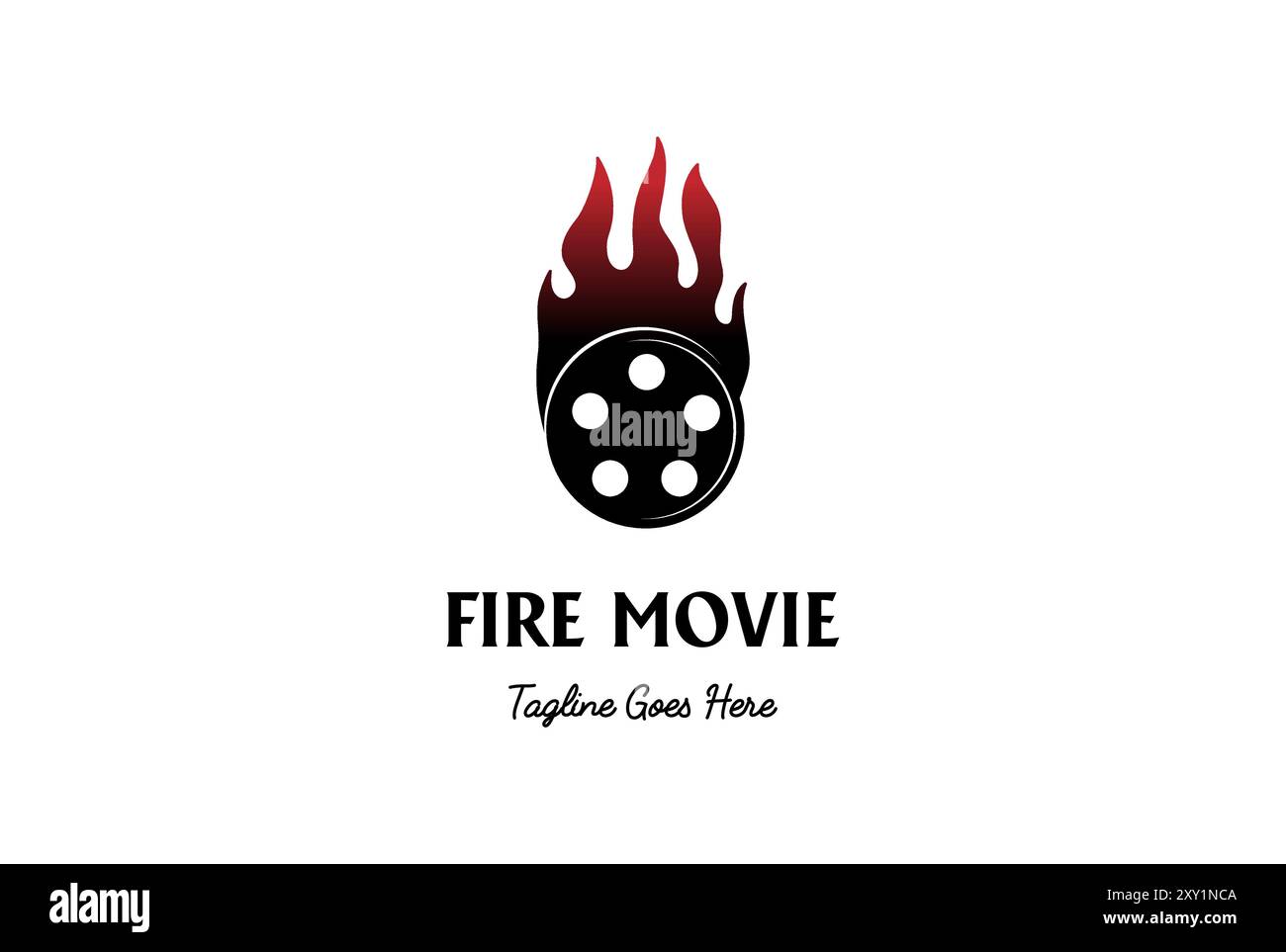 Black Film Strip Reel with Flame Fire for Movie Cinema Logo Design ...