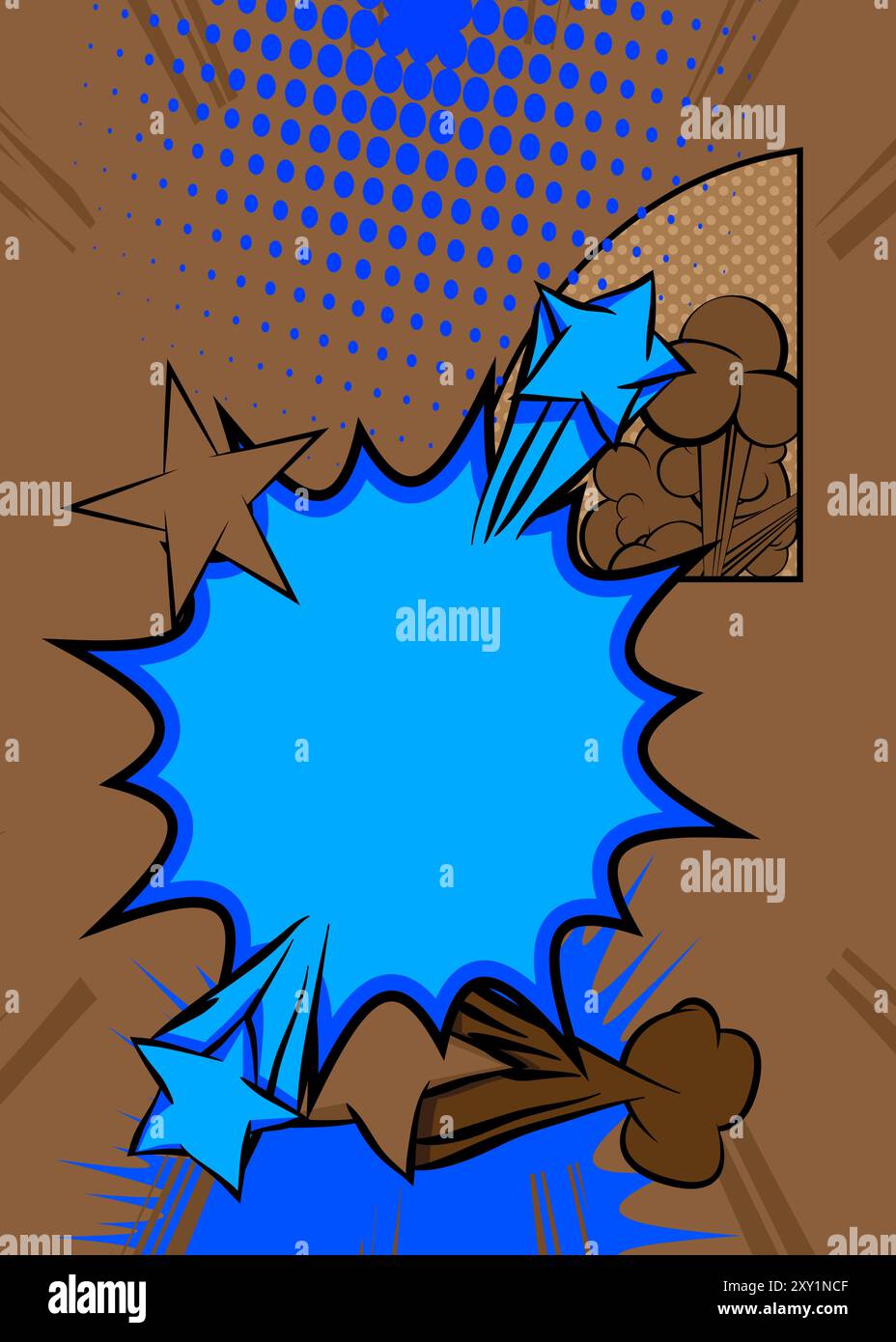 Cartoon blue and brown background, comic book backdrop. Retro vector ...