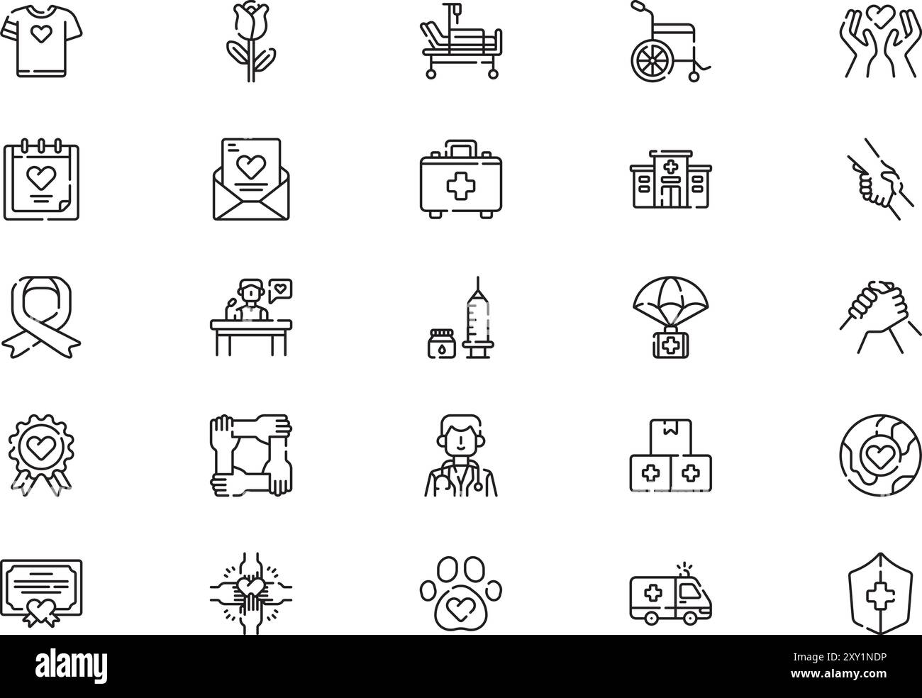 Humanitarian help icons collection is a vector illustration with ...