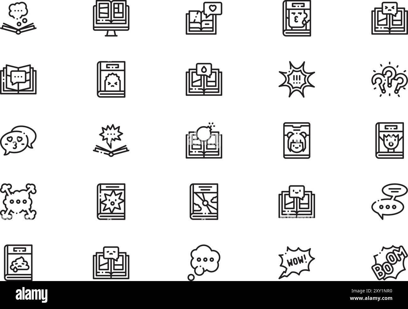 Comic icons collection is a vector illustration with editable stroke ...