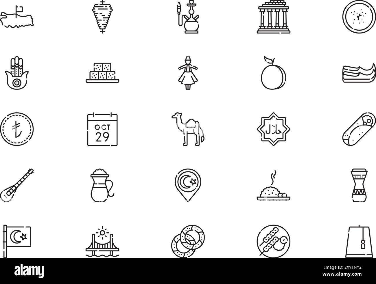 Turkey icons collection is a vector illustration with editable stroke ...