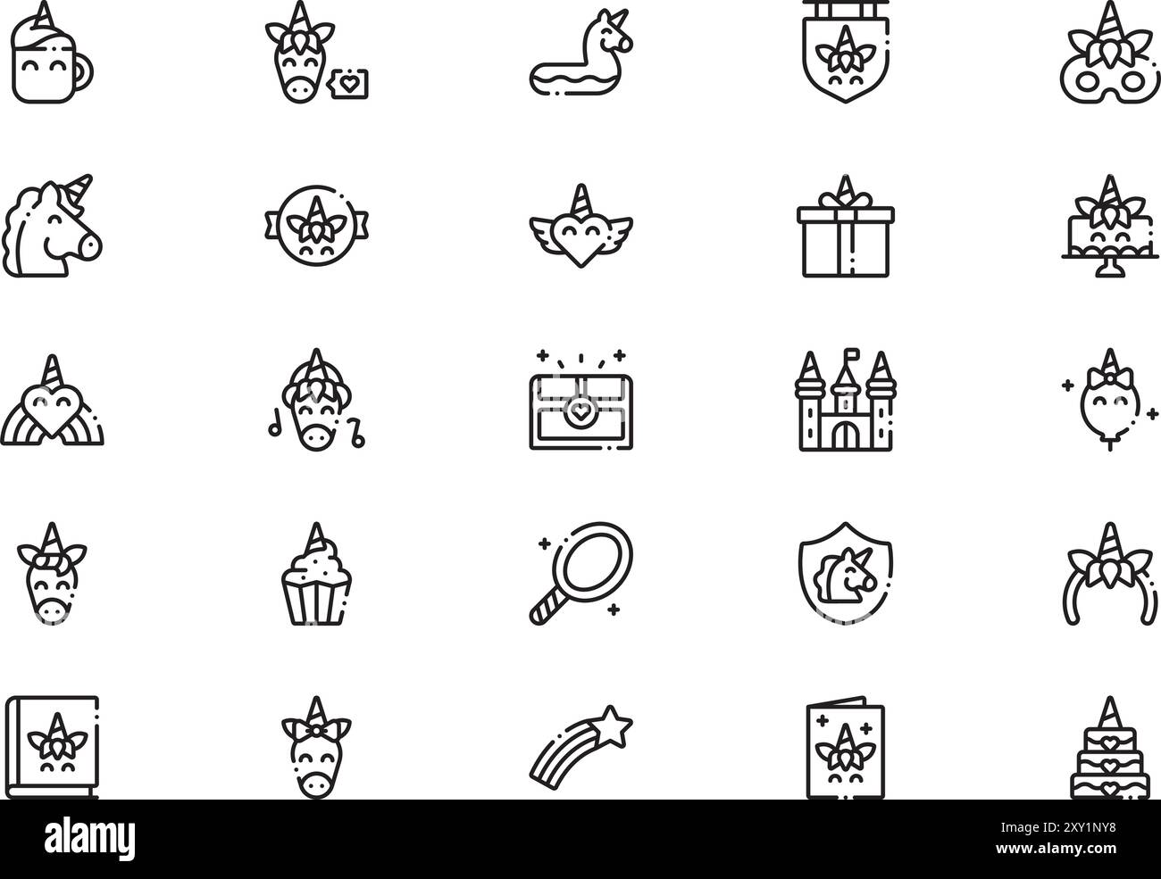 Unicorn icons collection is a vector illustration with editable stroke ...