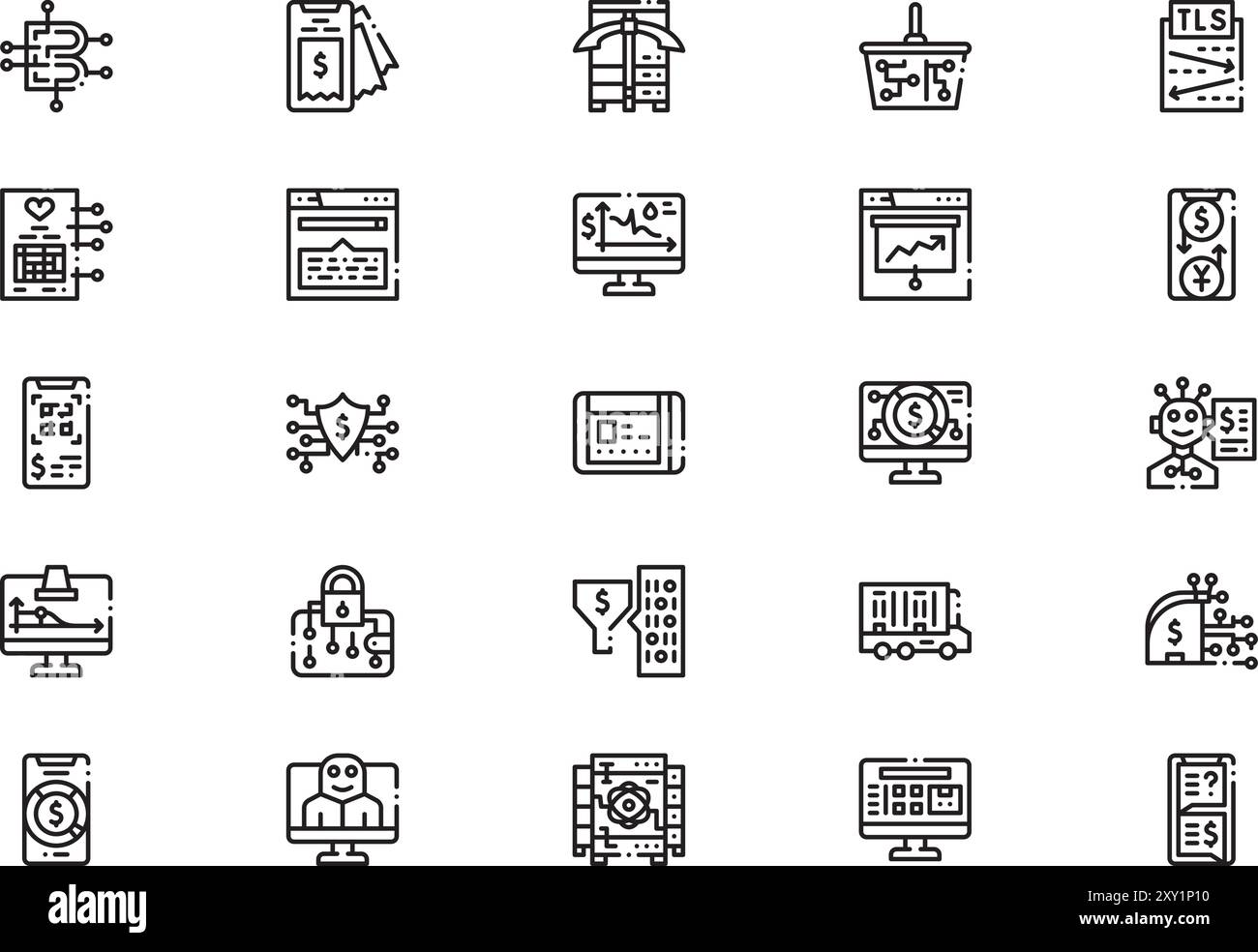 Digital economy icons collection is a vector illustration with editable ...