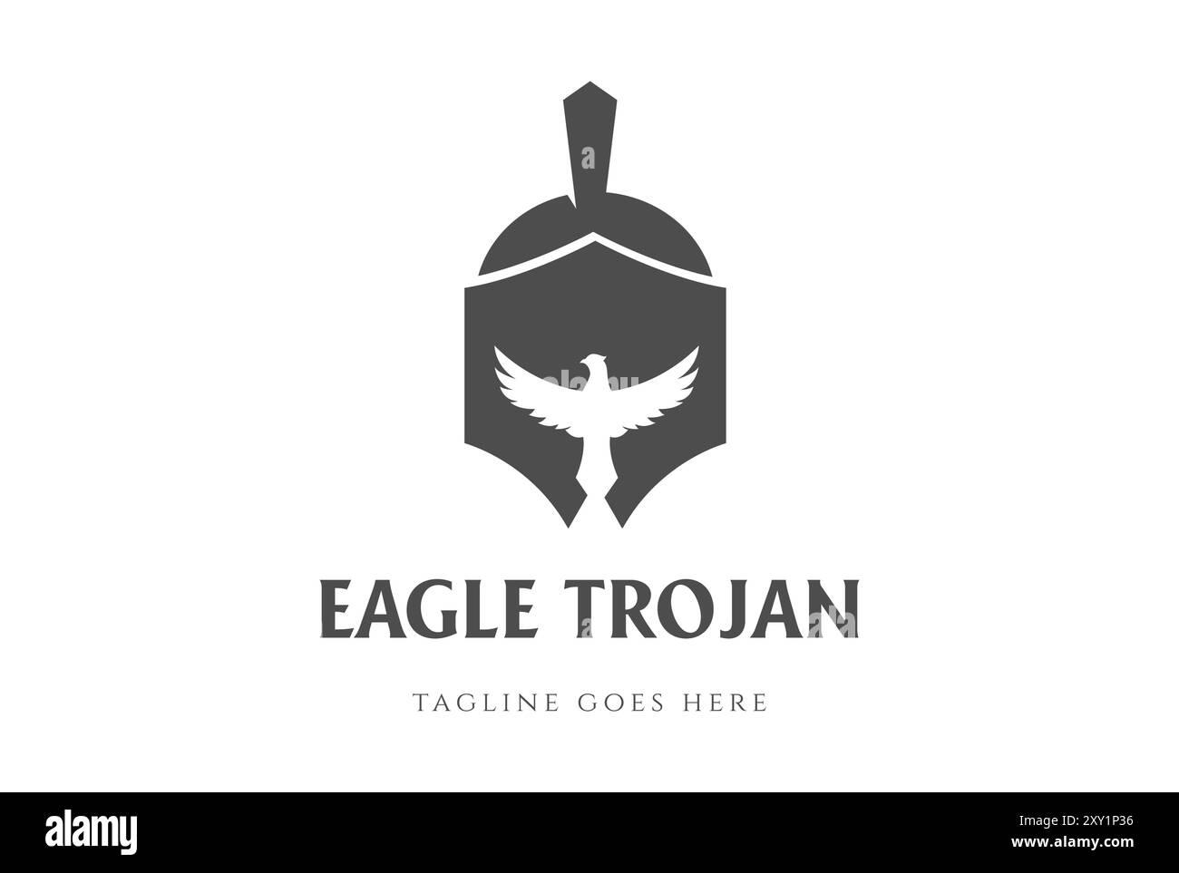 Clever Eagle Hawk Falcon Bird with Roman Greek Trojan Spartan Helmet ...