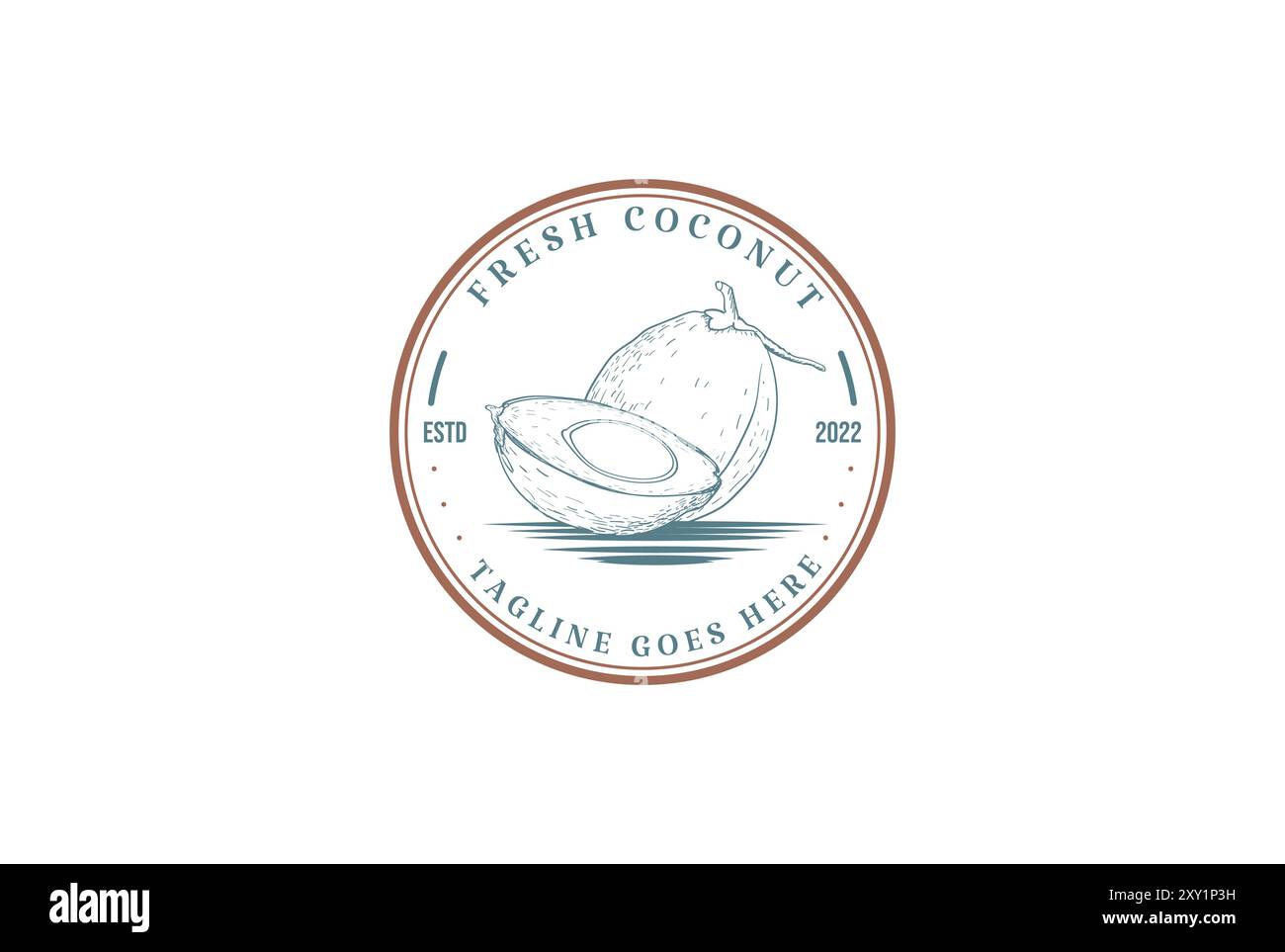 Vintage Retro Young Coconut for Drink Product Label Badge Emblem ...