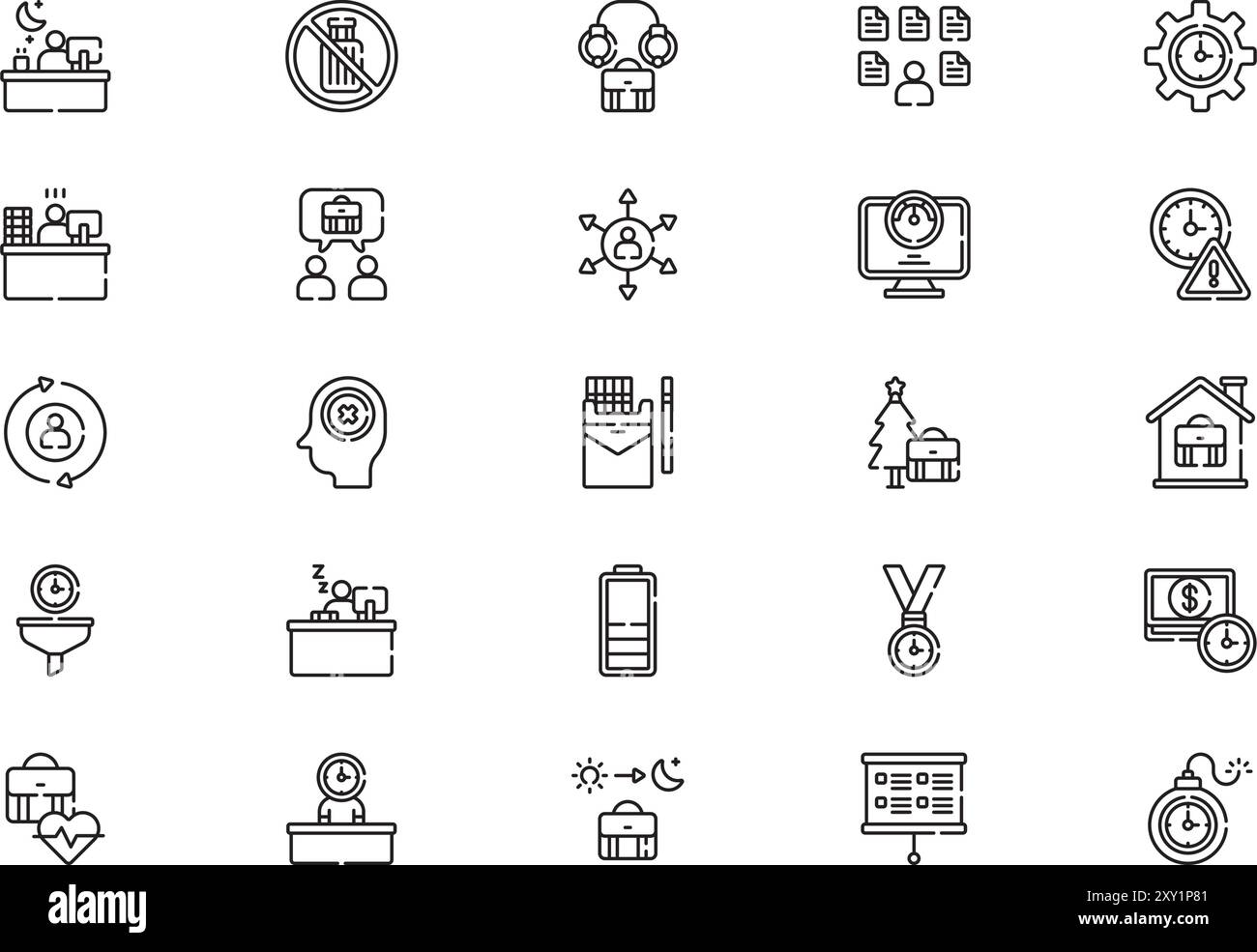 Overworked icons collection is a vector illustration with editable ...