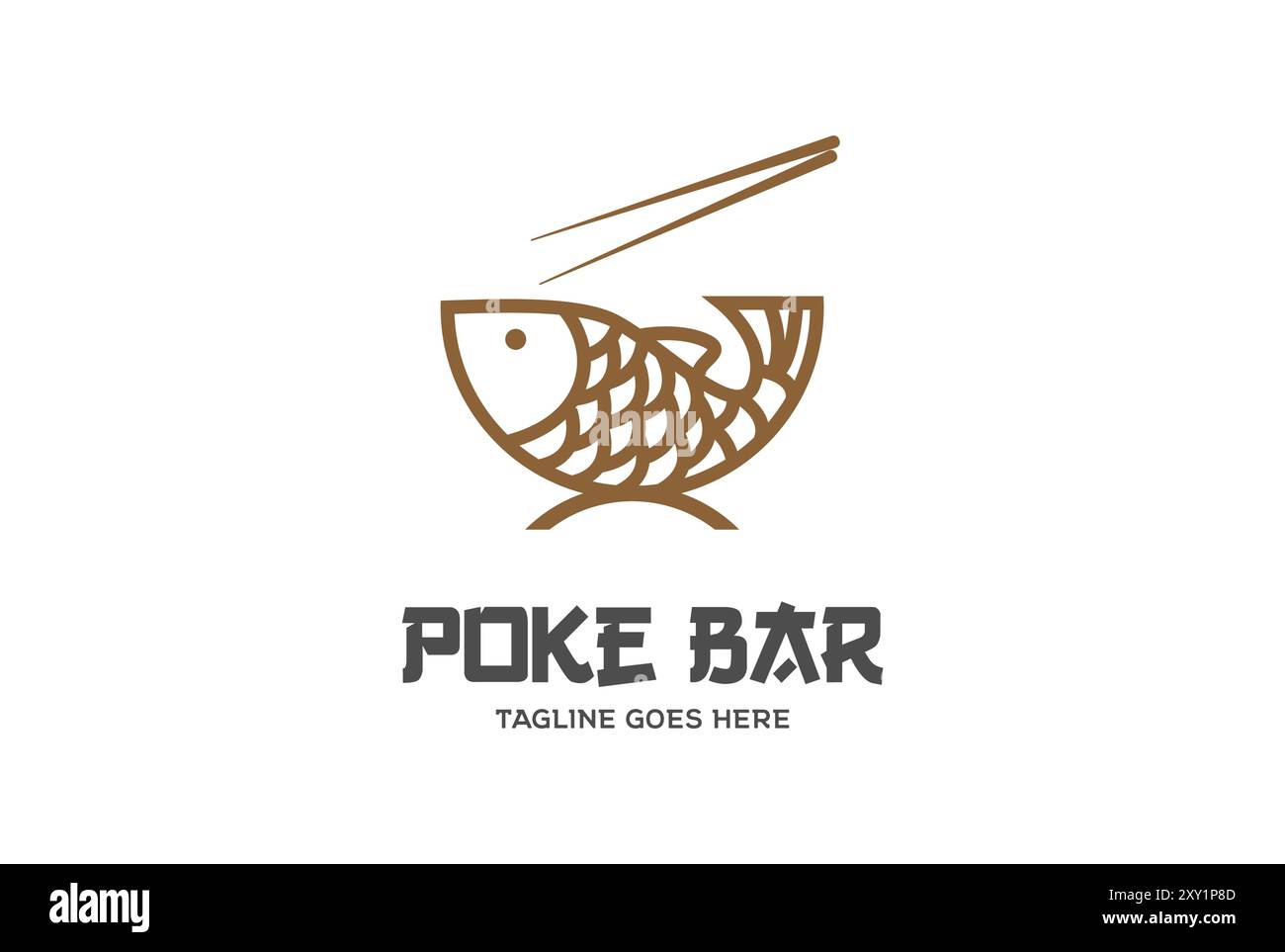 Retro Vintage Fish with Chopsticks for Poke Bar Logo Design Vector ...