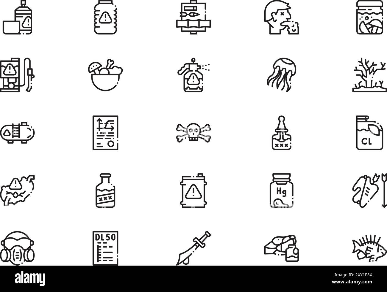 Poison icons collection is a vector illustration with editable stroke ...